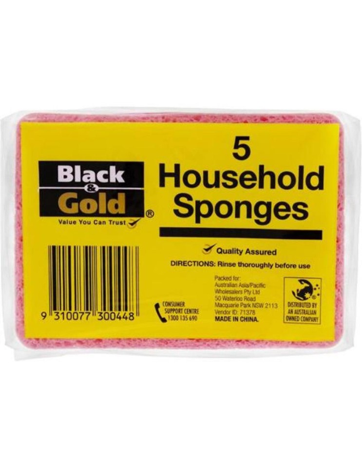 Black & Gold Household Sponges 5 Pack x 12 | eBay Australia