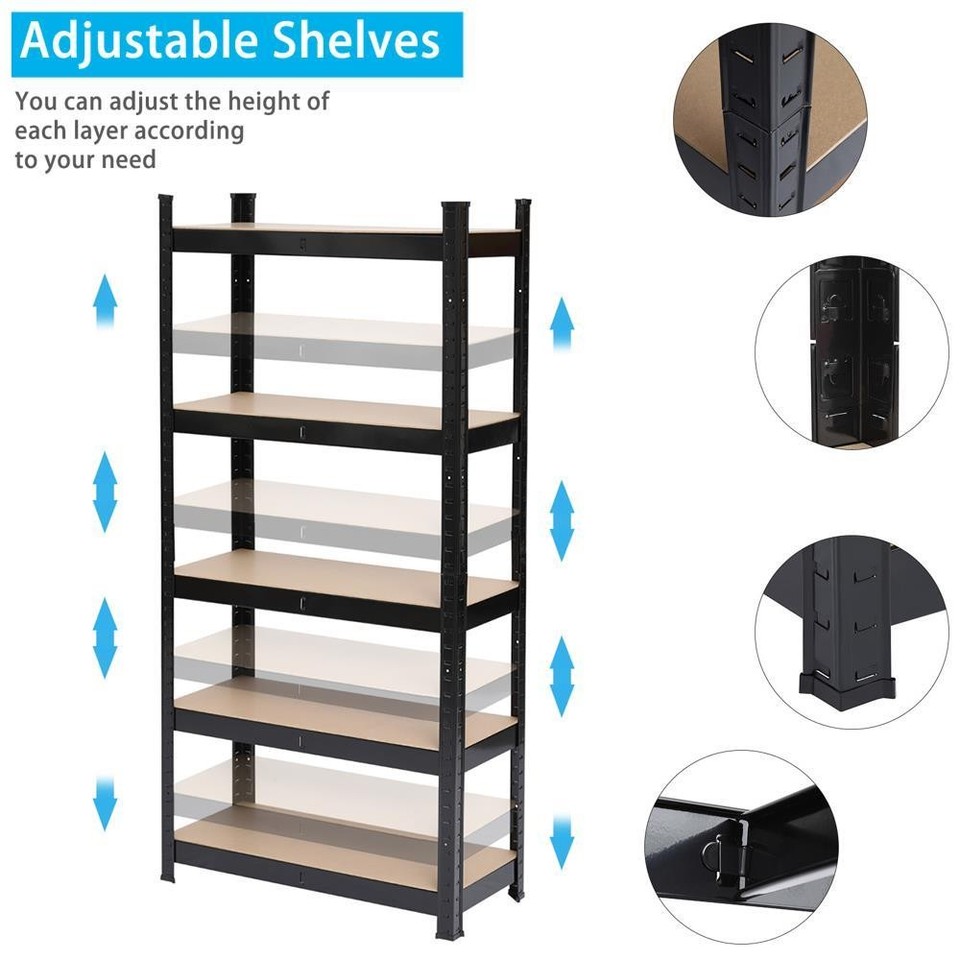 30" x 59" x 12" 5-Tier Metal MDF Garage Storage Shelf Garage Shelving ...