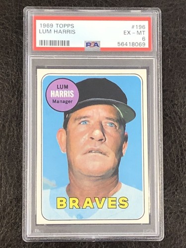 1969 Topps Lum Harris Card #196 PSA 6 EX-MT Atlanta Braves | eBay