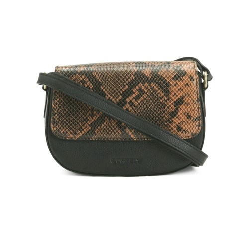 Burkely Black Brown Leather Festival Python Print Crossbody Bag Brand New | eBay