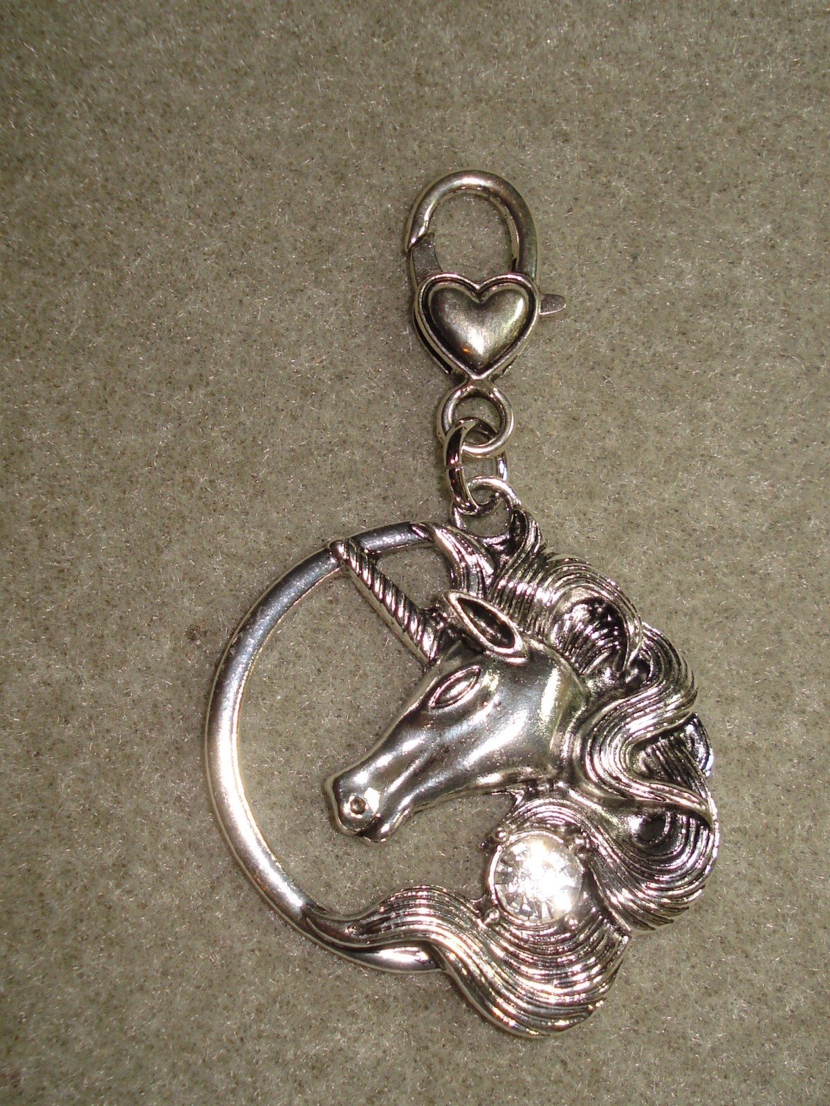 3" Drop Silver Plated 2" Rhinestone Sparkly Unicorn Key Ring Bag Glitz ...