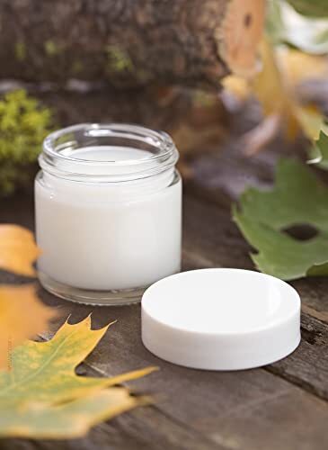 Clear Glass Straight Sided Jar With White Smooth Lined Lids 1 Oz / 30 ...