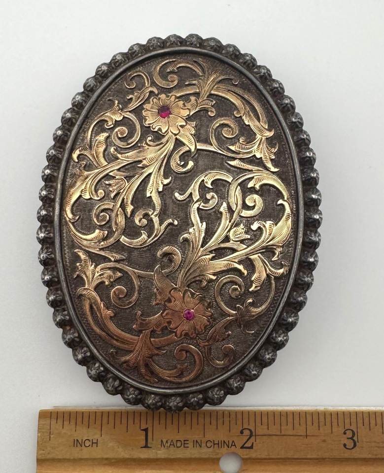 VOGT Vintage Belt Buckle Sterling Silver & 10K Rubies Vintage Mexico ...