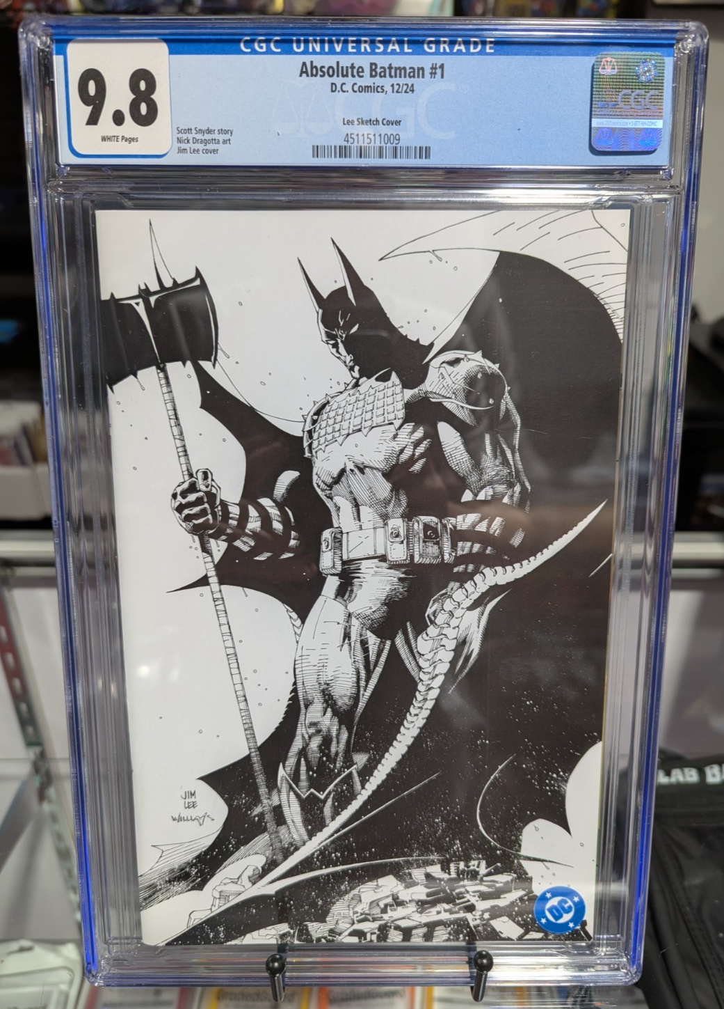 CGC 9.8 Absolute Batman #1 1:100 Jim Lee Black & White Sketch Variant ...