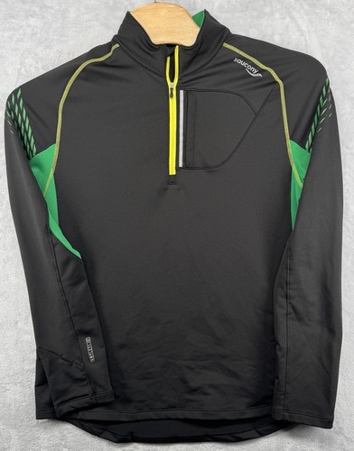 Saucony Drylete 1/4 Zip Pullover Long Sleeve Shirt Black Men’s Size L ...