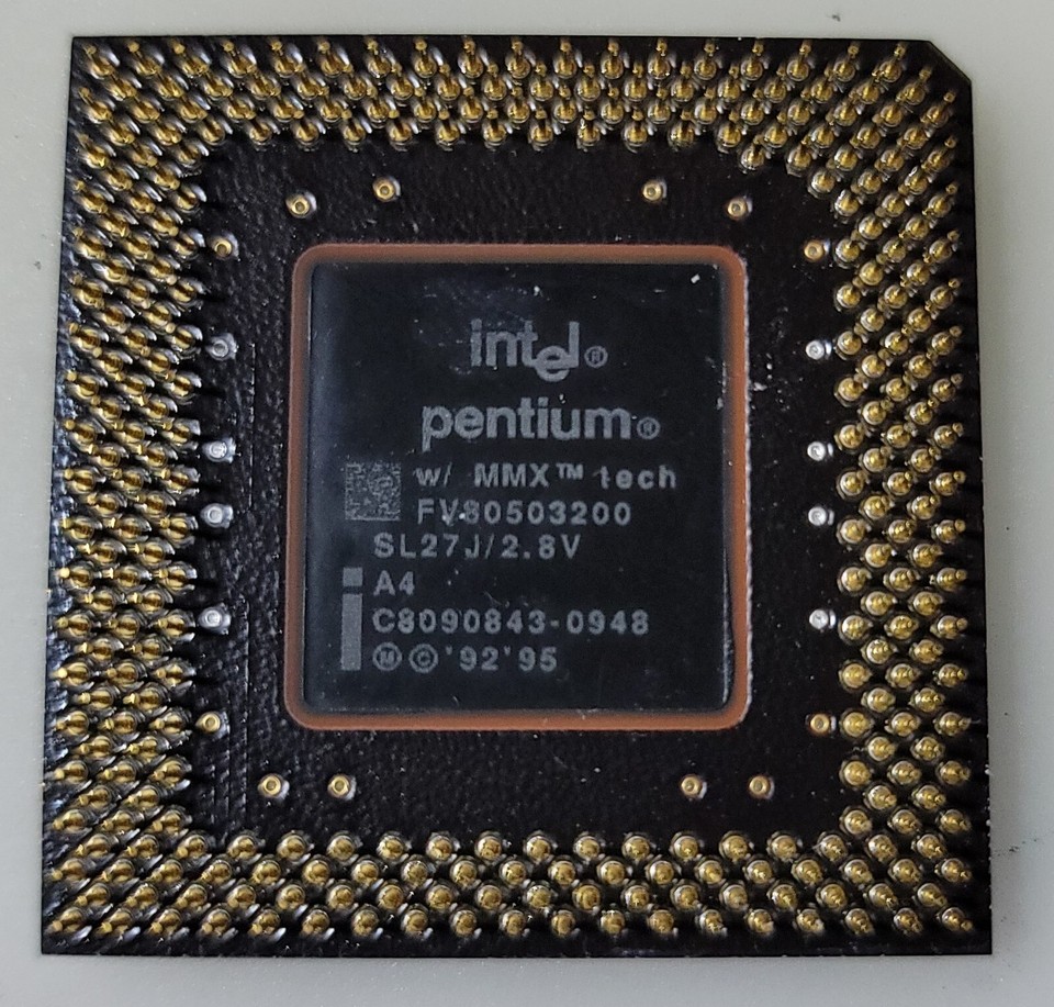 Intel Pentium W/MMX tech 200 FV80503200 SL27J/2.8V Socket 7 CPU ...