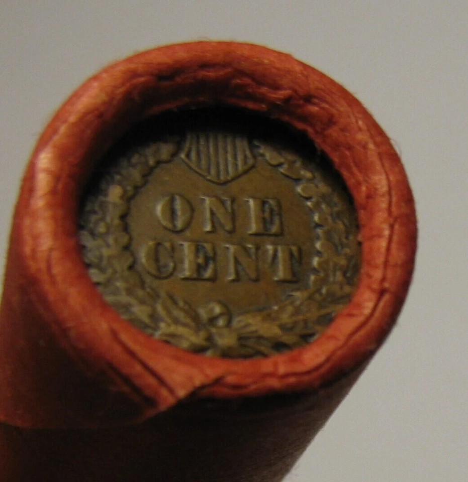 ROLL OF 55 INDIAN HEAD CENTS FROM PRIVATE COIN COLLECTION PENNY SET LOT ...