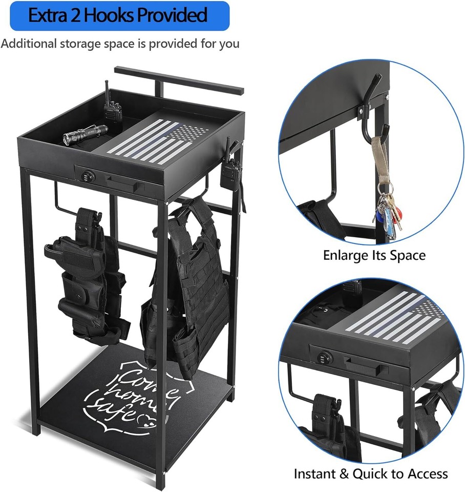 Police Gear Stand, Police Hanger, Tactical Duty Gear Rack with 3 Hooks ...