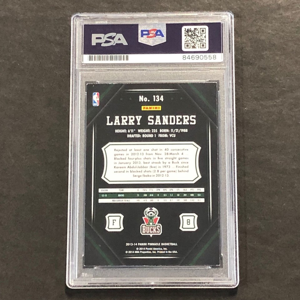 2013-14 Panini Pinnacle #134 Larry Sanders Signed Card AUTO PSA/DNA ...