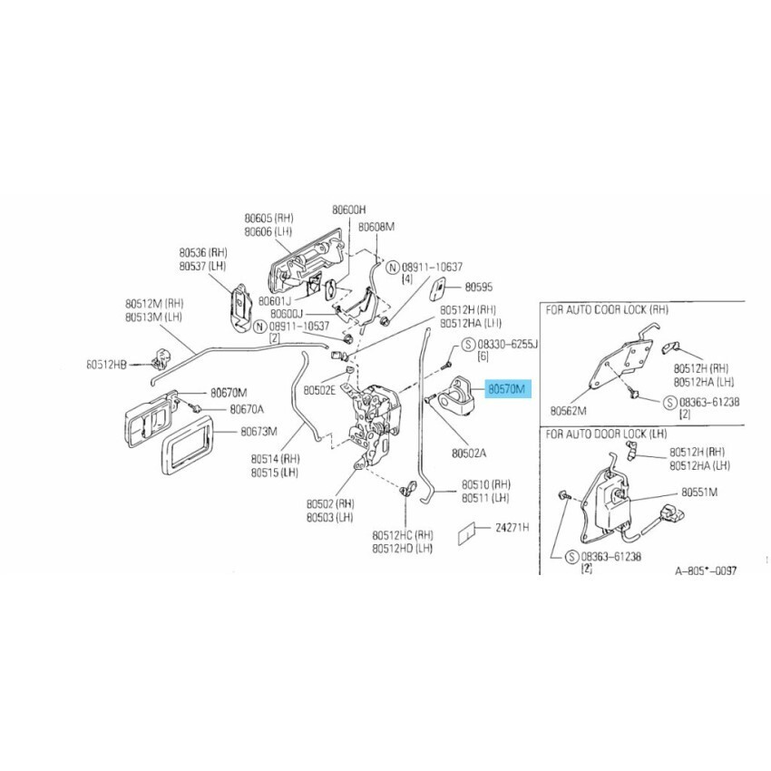 NISSAN 240SX S13 89-94 Genuine Front Door Lock Striker RH LH 80570 ...