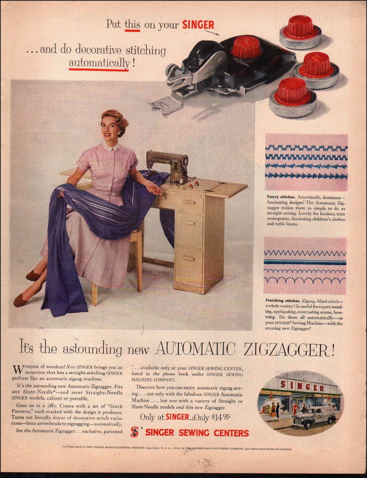 1955 Vintage ad Singer Sewing Centers Decorative Stitching 03/09/23 | eBay