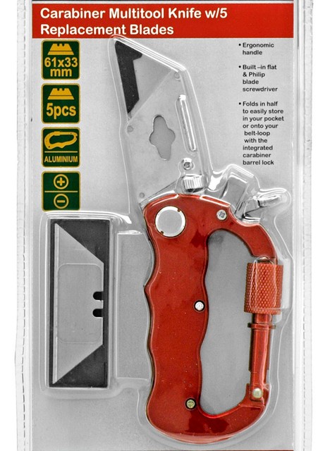 Gordon Multitool Razor Knife With 5 Blades Screwdrivers Red Ergonomic ...
