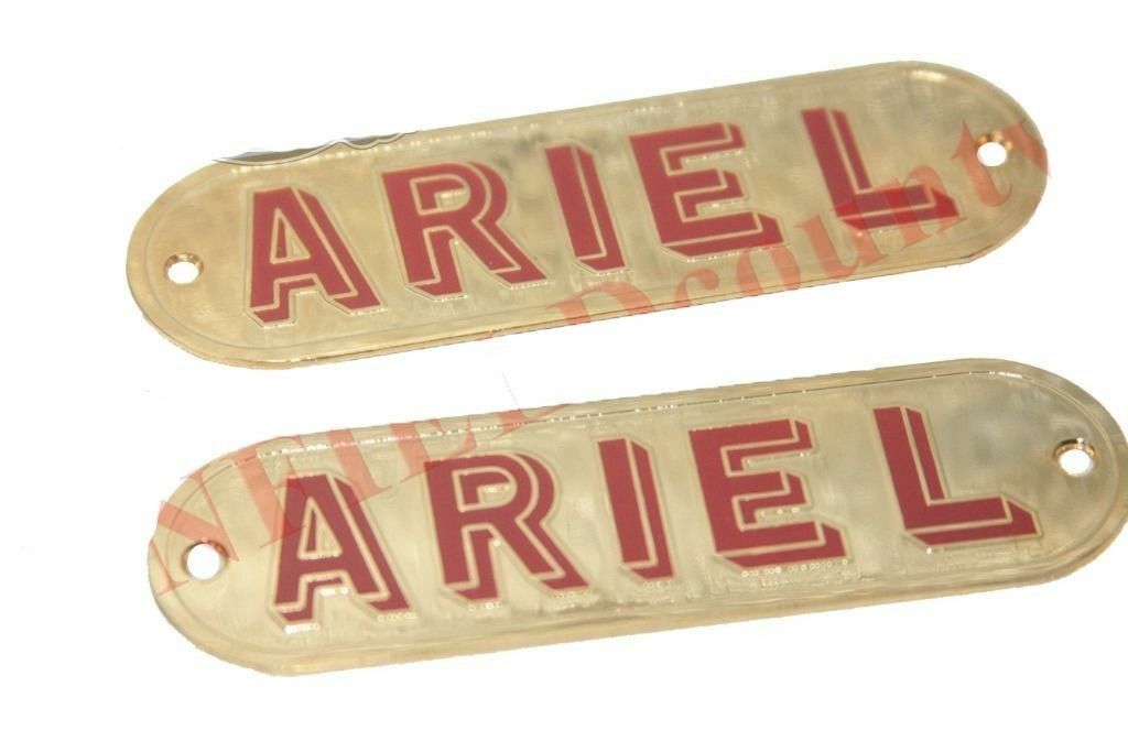 Pair Brass Petrol Gas Fuel Tank Badge Emblem Motif Ariel Motorcycles ...