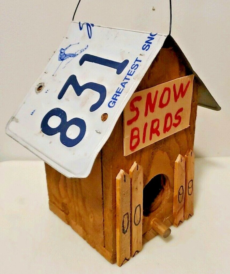Unique Snow Birds House Bird House With Drift Wood Roof Hand Made ...