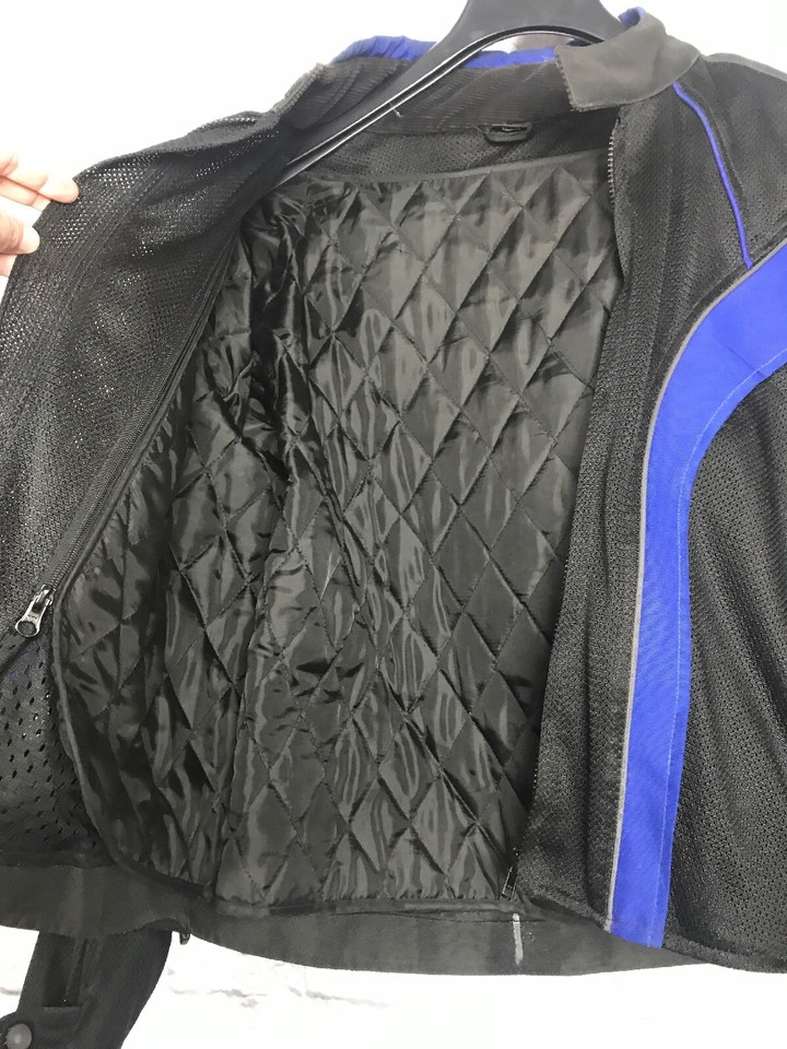 Protector Blue Black Riding Racing Motorcycle Jacket Scotchlite Padding ...