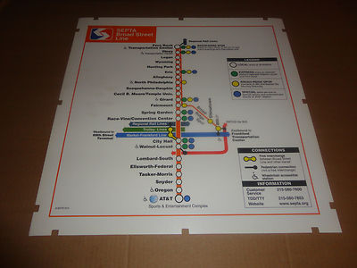 SEPTA Philadelphia Broad street line SUBWAY map (Retired--OLD AT&T ...