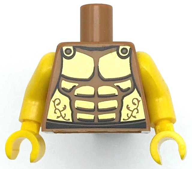 Lego New Medium Flesh Torso Armor with Gold Plated Muscles Outline ...