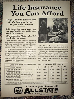 1959 Allstate Insurance: Life Insurance You Can Afford Vintage Print Ad ...