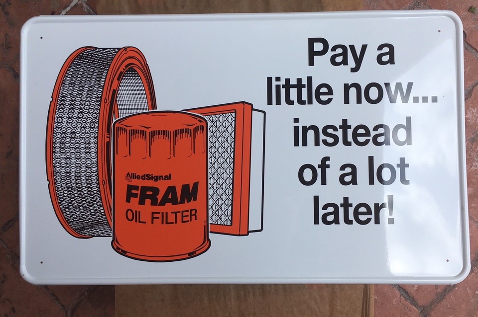 Vintage NOS Fram Oil Air Filter Sign Metal Dealer Display Gas Shop Hot ...