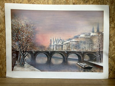 Lithography,Antonio Rivera,Our Lady de Paris Under The Snow, Signed, No ...