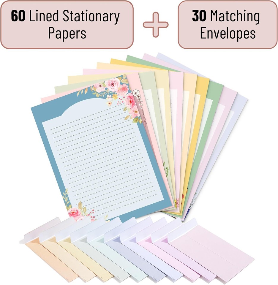 - Stationery Writing Paper with Envelopes, 60 Letter Writing Paper with ...