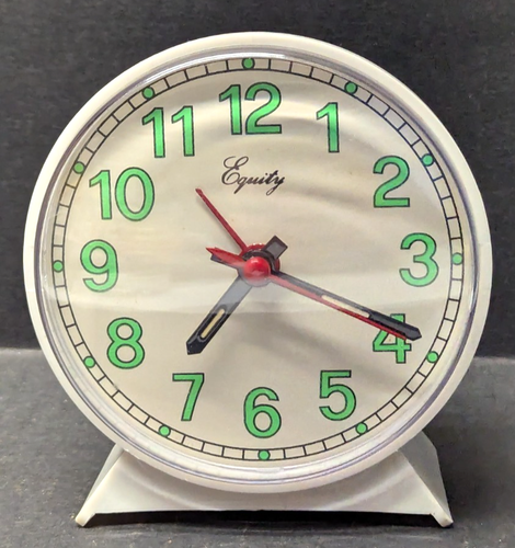 Vintage Equity Wind Up Plastic Bedside Alarm Clock 4.5"H Works | eBay