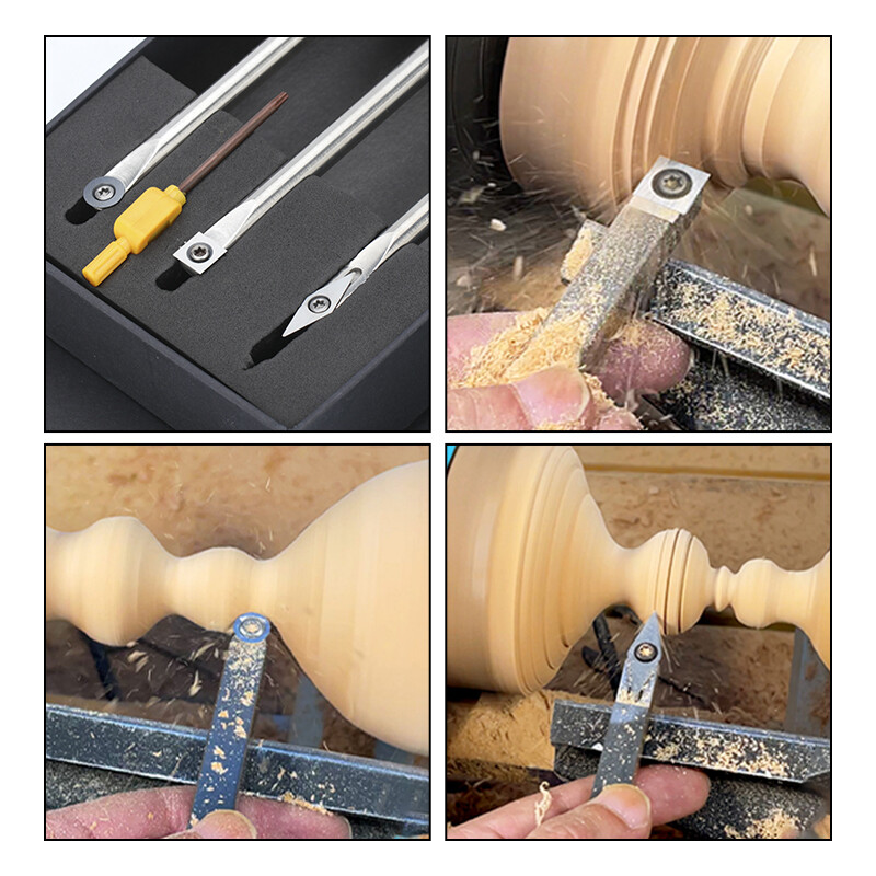 3Pcs Woodturning Lathe Tool with Carbide Insert for Wood Turning Lathe ...