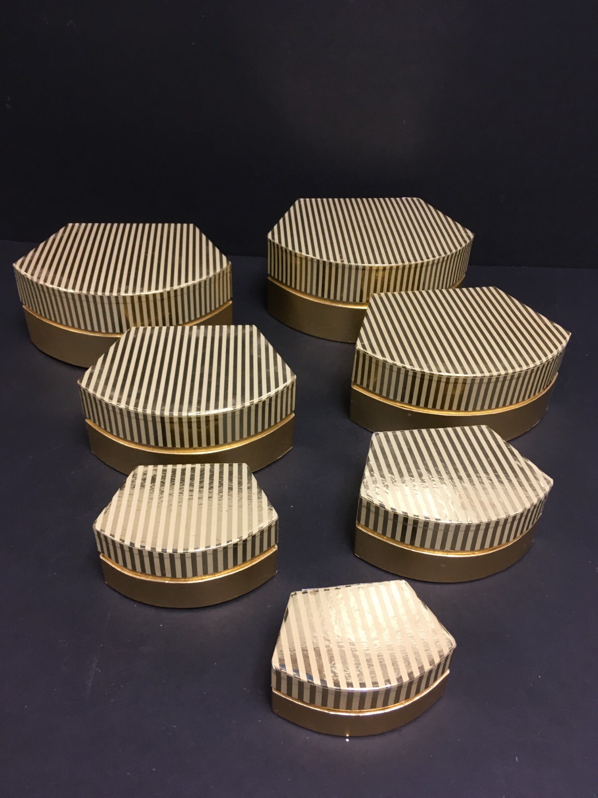 SET OF 8 GOLD STRIPED GIFT BOXES WITH LIDS ENGAGEMENT RING TRICK ...