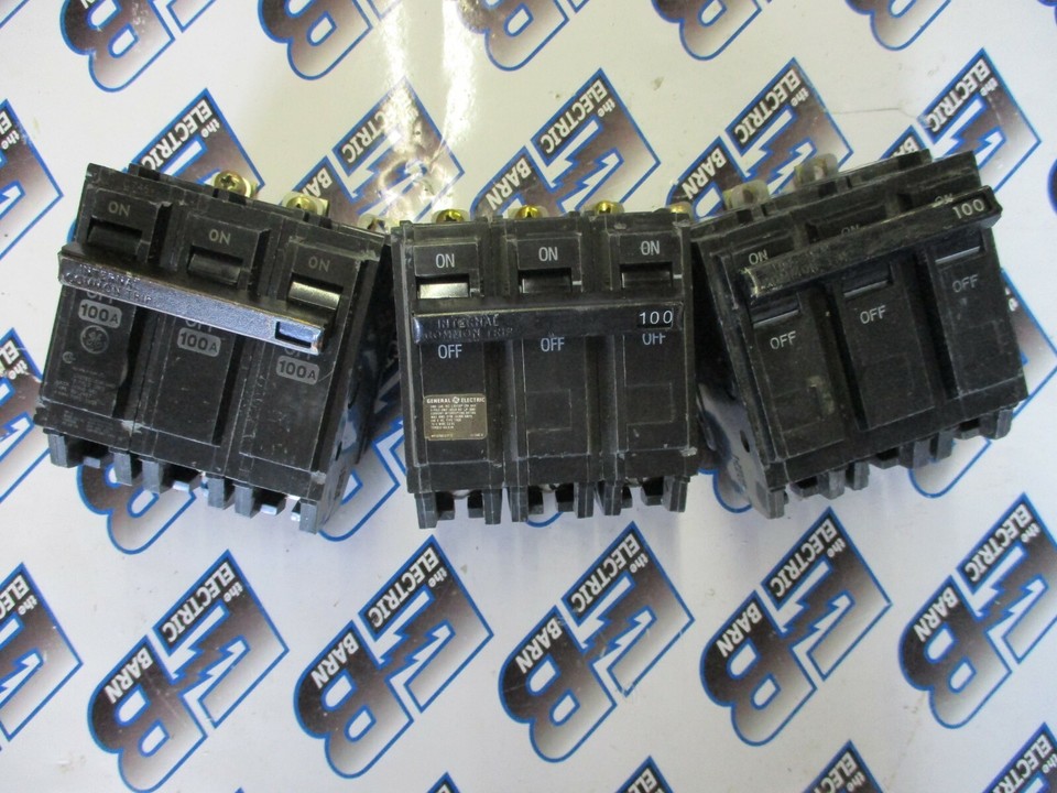 GE THQB32100 (1) 100 Amp, 240 Volt, 3 Pole, Bolt On, Circuit Breaker ...