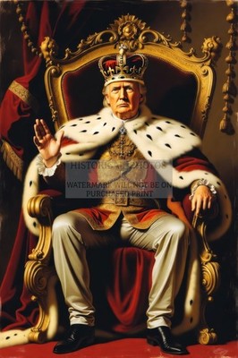 PRESIDNET DONALD TRUMP AS KING WEARING CROWN ON THRONE 4X6 STICKER | eBay