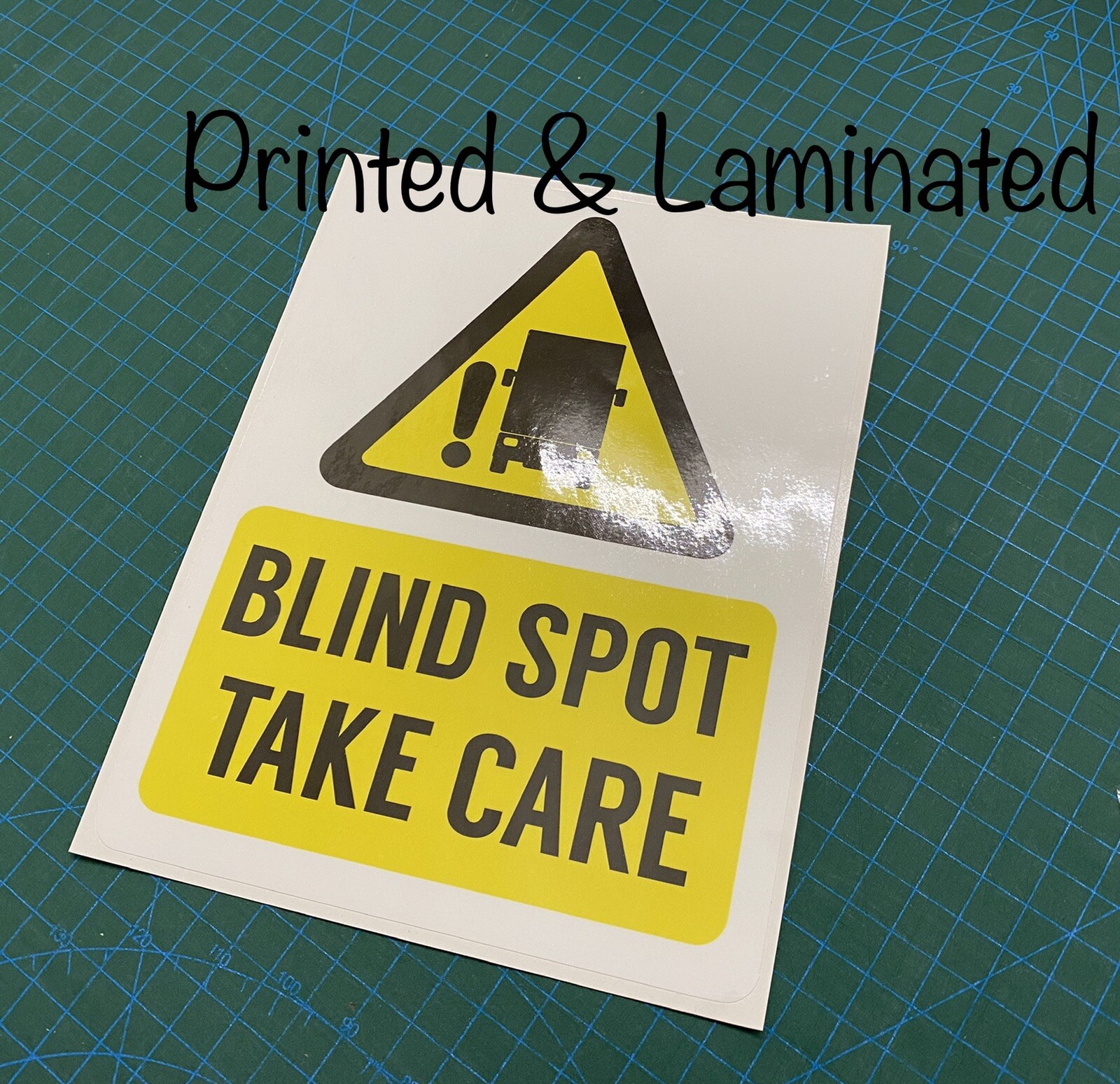 BLIND SPOT Sign Laminated - Waterproof Decals Vinyl Stickers 145x188mm ...