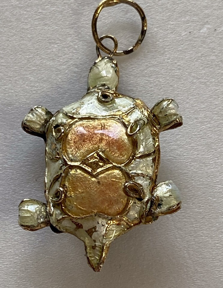 Sea Turtle Pendent Enamel with Articulated Legs and Head. Black, Gray ...