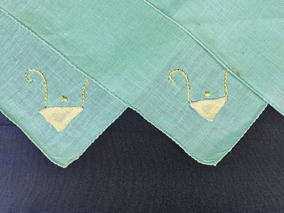Vintage 1920's-1930's set of 4 mint teal green cloth napkins w/Art Deco ...