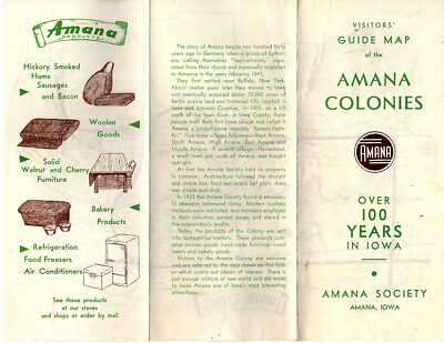 Vintage Visitors Guide Map and Brief History of the Amana Colonies ...