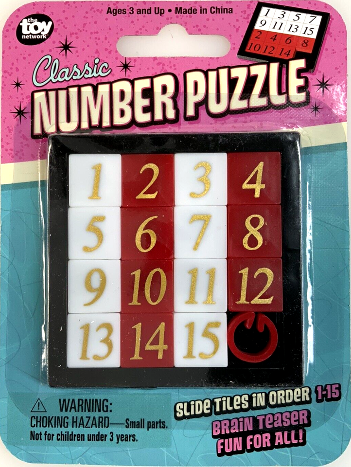 (4 Pack) FIFTEEN 15 PUZZLE Sliding Tile Number Brain Teaser IQ Test Toy ...
