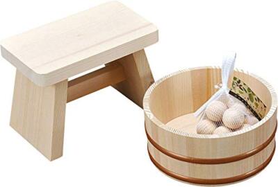 Yamako Hinoki Bath Ball cypress bath Chair Set Onsen Natural Bathtub ...