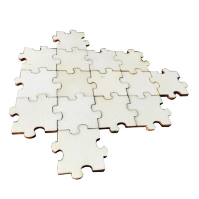 100 Pieces Unfinished Wooden Jigsaw Freeform Blank Puzzles Pieces for ...