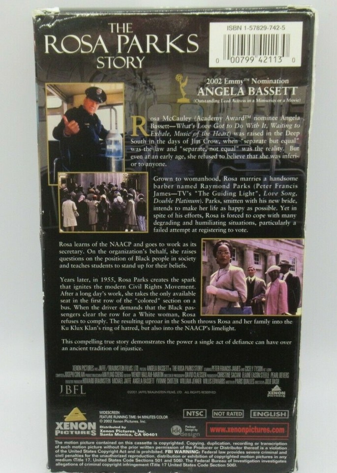 THE ROSA PARKS STORY VHS VIDEO MOVIE, ANGELA BASSETT, PETER FRANCIS ...