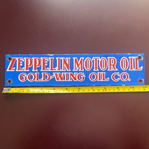 ZEPPELIN GOLD WING OIL COMPANY DEALER PORCELAIN METAL SIGN | eBay