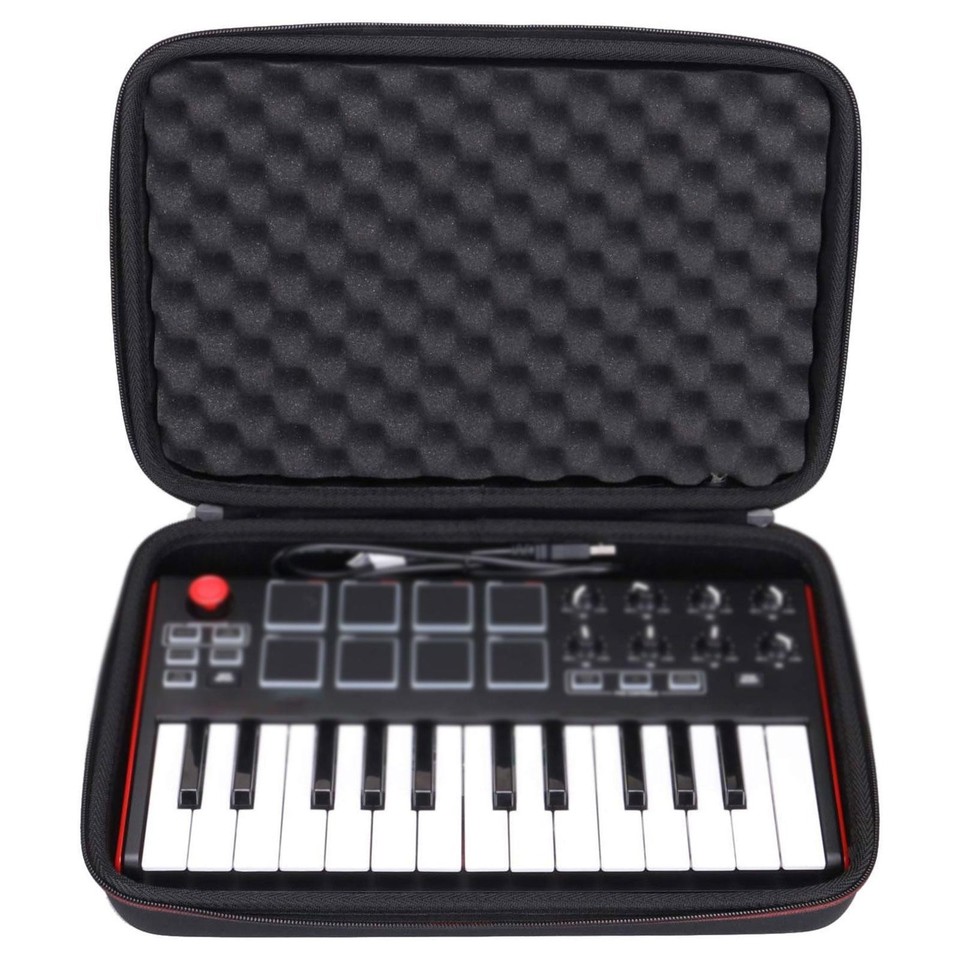 25 Key USB MIDI Keyboard Controller Case Smooth Zipper Hard Carrying ...