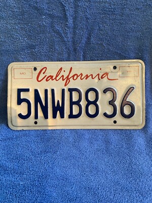 California Cursive Style Font License Plate with a No Sticker Undated ...
