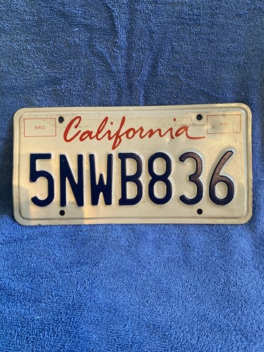 California Cursive Style Font License Plate with a No Sticker Undated ...