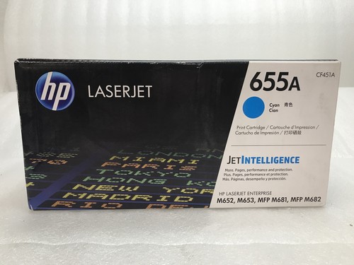 Genuine OEM HP 655A Cyan Toner Cartridge Box HP LaserJet Enterprise ...