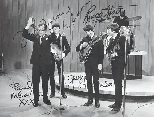 THE BEATLES SIGNED PHOTO AUTOGRAPH ED SULLIVAN 4 MEMBERS SIGNATURE 8X10 ...
