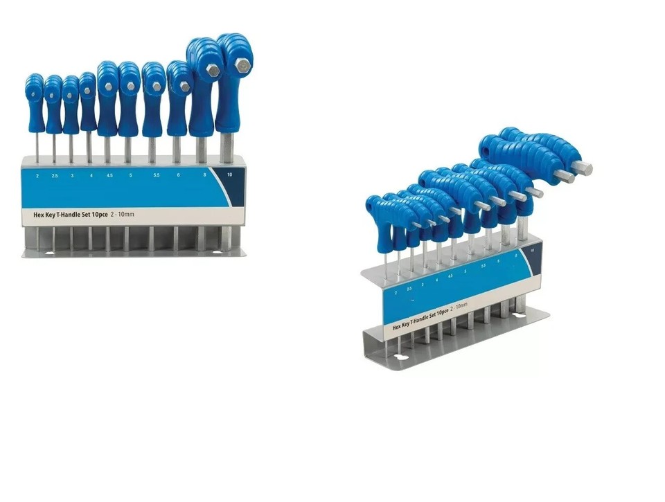 10 Piece Long Metric Hex Allen key Wrench Set 2mm - 10mm T Handle Keys ...