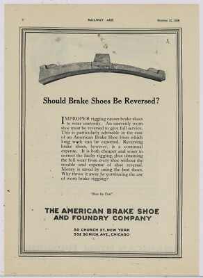 1926 American Brake Shoe & Foundry Co. Ad: Brake Shoes for Rail Cars ...