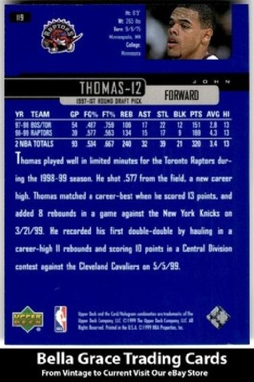 1999-00 Upper Deck John Thomas #119 Toronto Raptors NBA Basketball | eBay