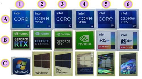 intel 11Gen 12Gen Sticker + Graphics Sticker + Windows OS Sticker ...
