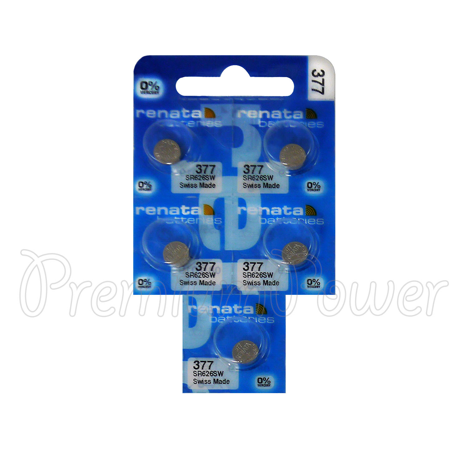 5 x Renata 377 Silver oxide batteries 1.55V SR626SW SR66 376 Watch 0% ...