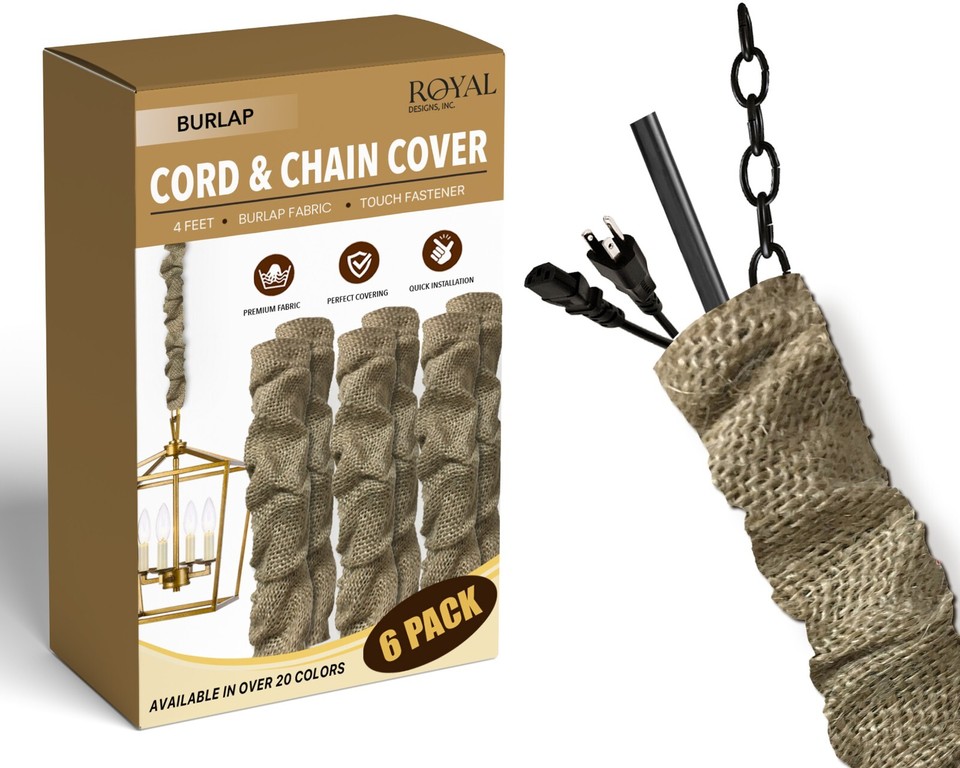 Royal Designs, Inc. Decorative Fabric Cord Cover Chandelier Chain Cover ...